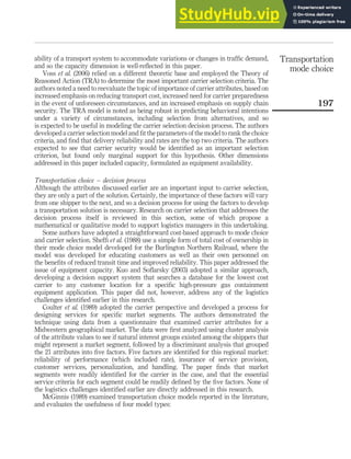 A Review Of The Transportation Mode Choice And Carrier Selection ...