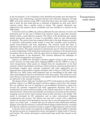 A Review Of The Transportation Mode Choice And Carrier Selection ...