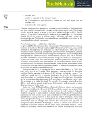 A Review Of The Transportation Mode Choice And Carrier Selection ...