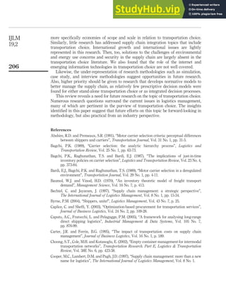 A Review Of The Transportation Mode Choice And Carrier Selection Literature | PDF
