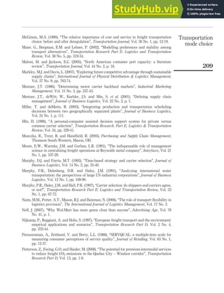 A Review Of The Transportation Mode Choice And Carrier Selection ...