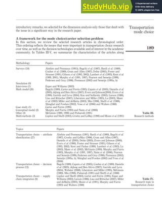 A Review Of The Transportation Mode Choice And Carrier Selection ...