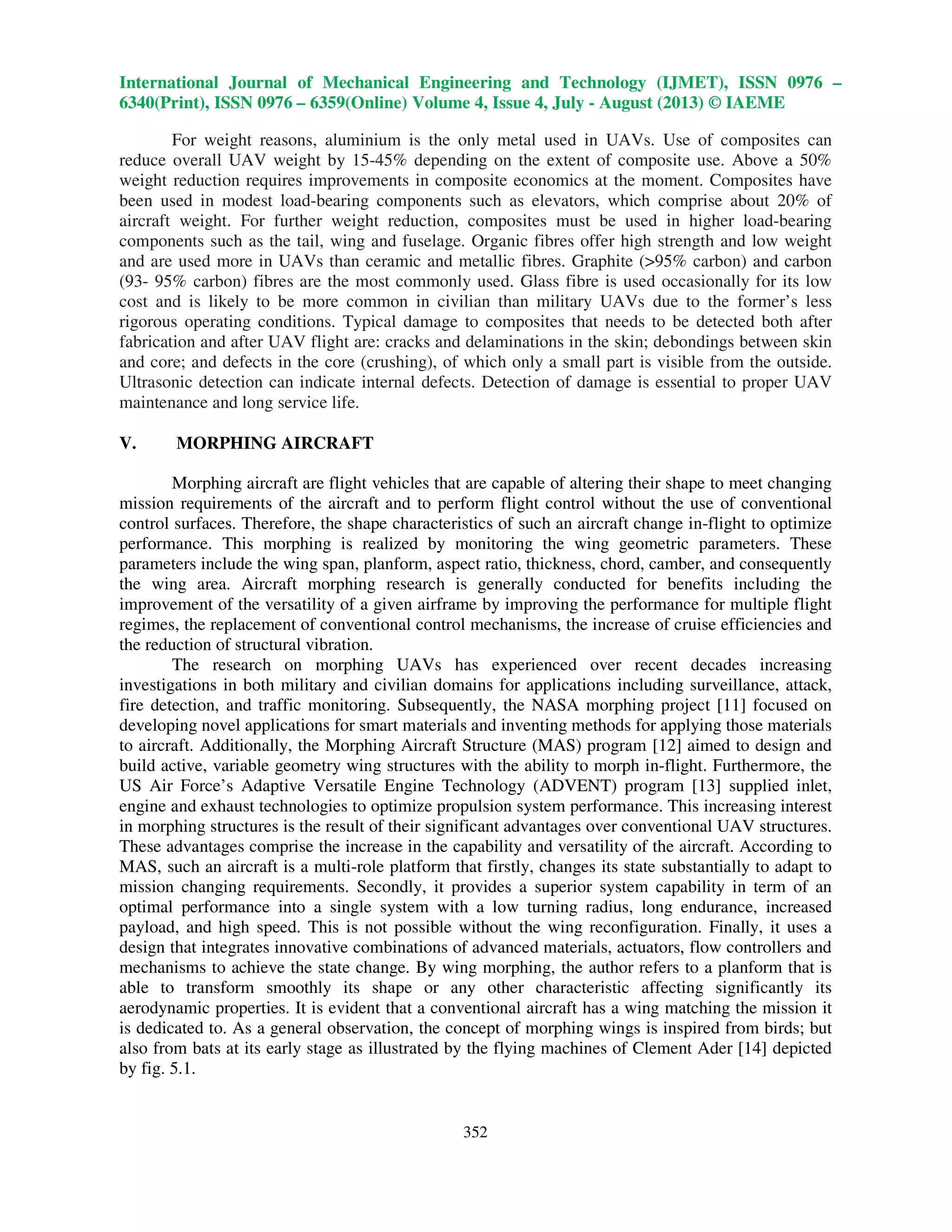 A review of unmanned aerial vehicle and their morphing concepts ...