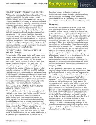 A Review Of Verbal Order Policies In Acute Care Hospitals | PDF