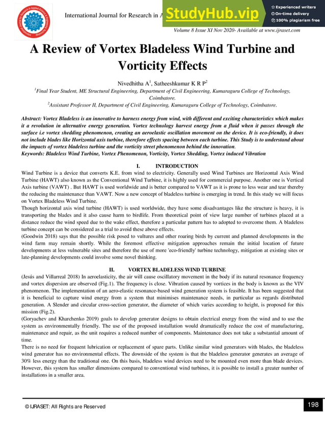 A Review Of Vortex Bladeless Wind Turbine And Vorticity Effects | PDF | Automotive