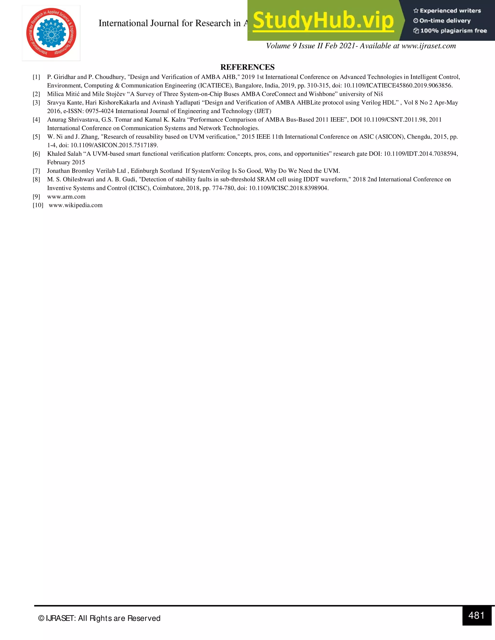 A Review On AMBA AHB Lite Protocol And Verification Using UVM Methodology | PDF