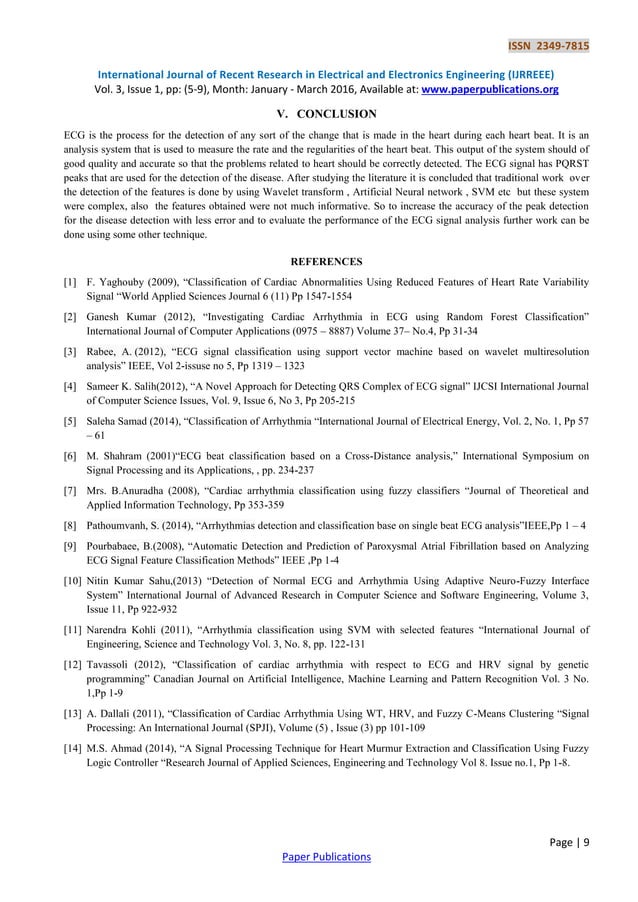 A Review On Arrhythmia Detection Using Ecg Signal Pdf