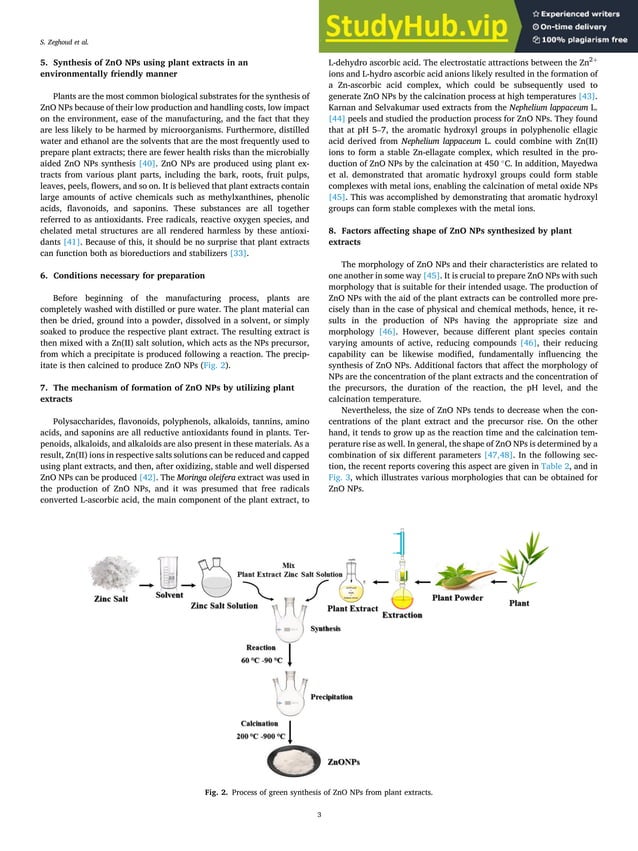 A review on biogenic green synthesis of ZnO nanoparticles by plant biomass and their ...