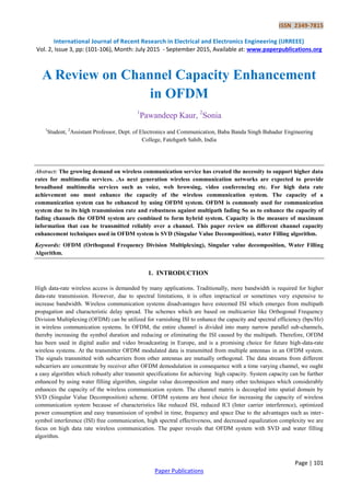 A Review on Channel Capacity Enhancement in OFDM | PDF | Internet of Things | Internet