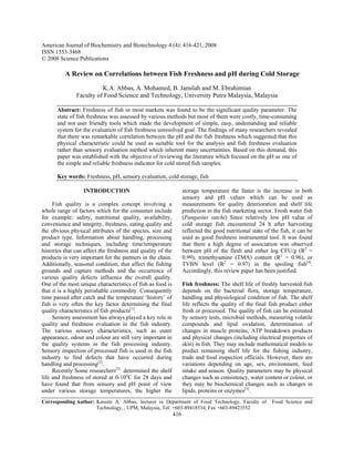 A review on correlations between fish freshness and p h during cold ...
