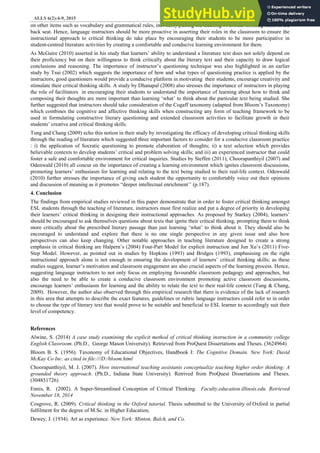 A Review On Developing Critical Thinking Skills Through Literary Texts | PDF