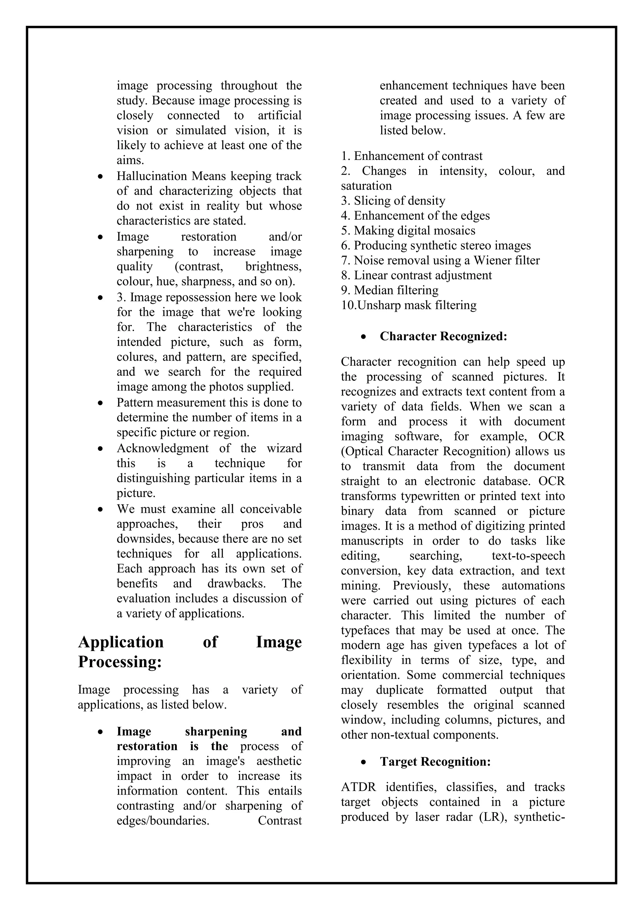 A review on digital image processing paper | PDF