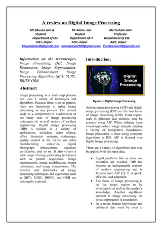 A review on digital image processing paper | PDF