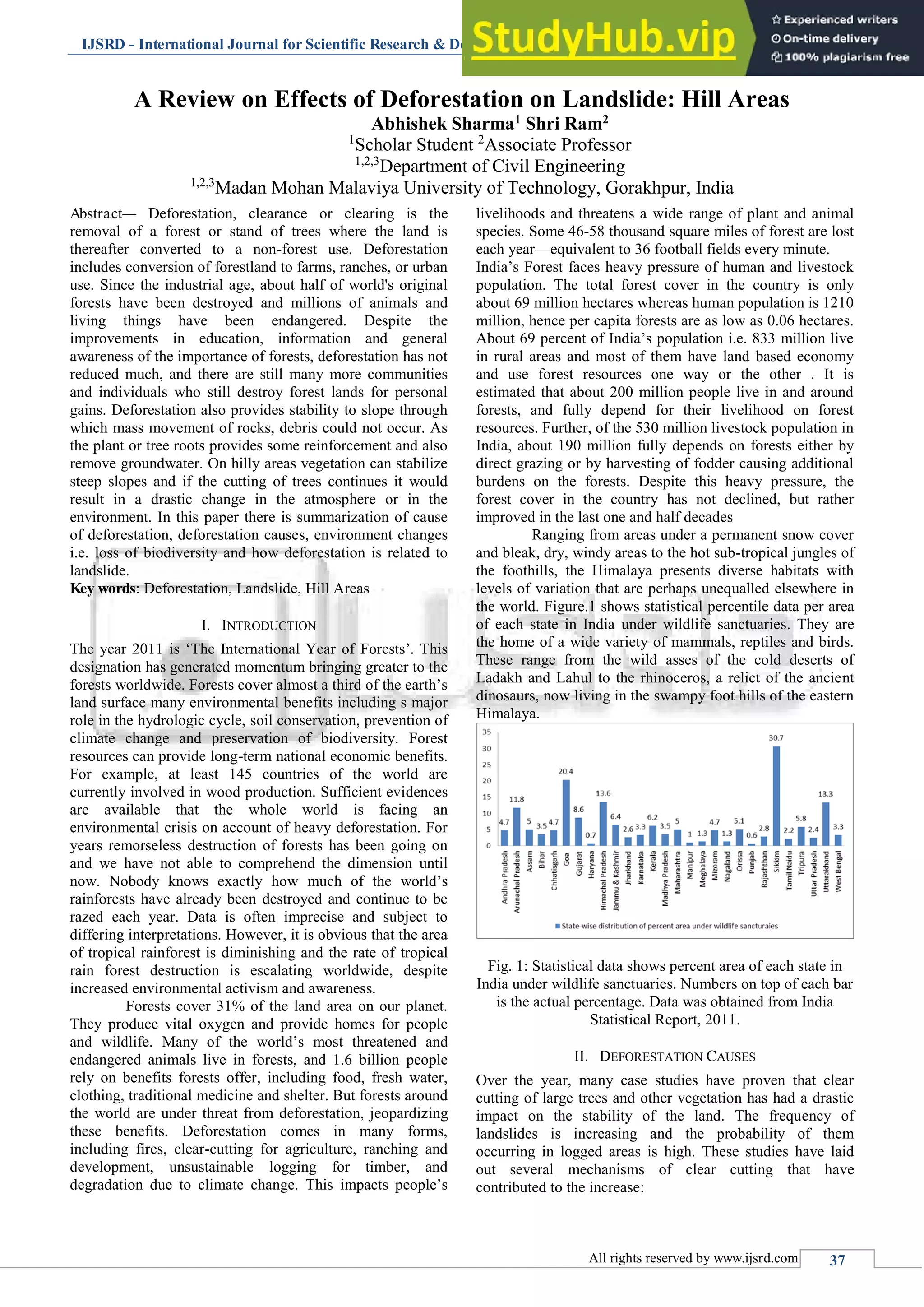 A Review On Effects Of Deforestation On Landslide Hill Areas | PDF