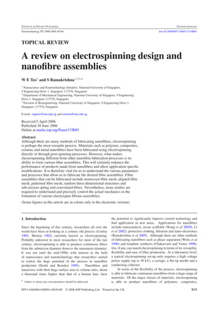 A review on_electrospinning_design_and_nanofibre_assemblies | PDF