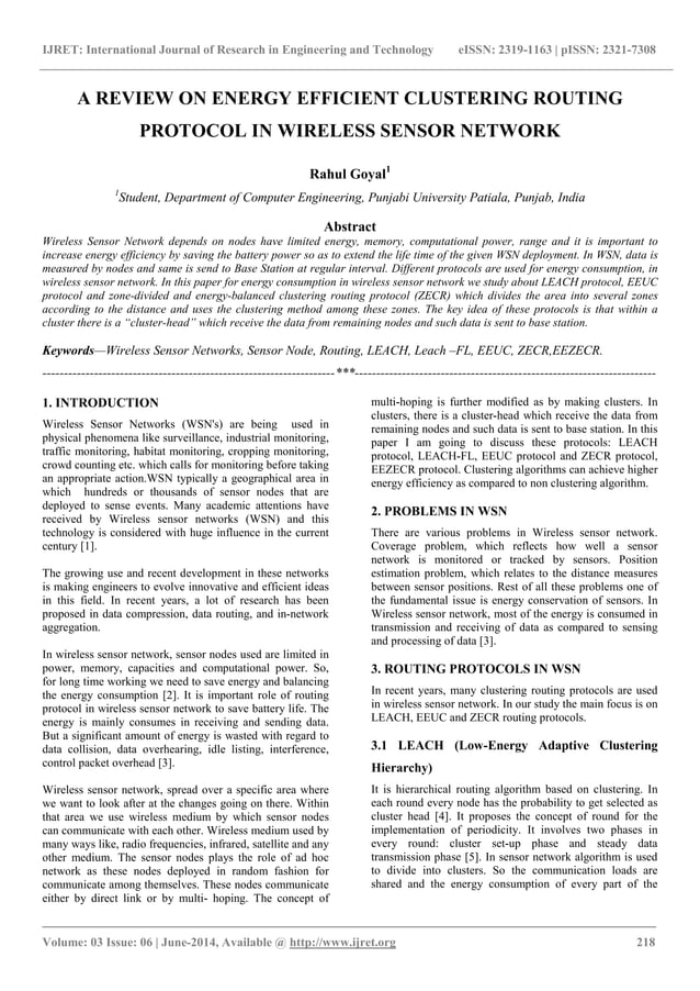 A Review On Energy Efficient Clustering Routing Pdf
