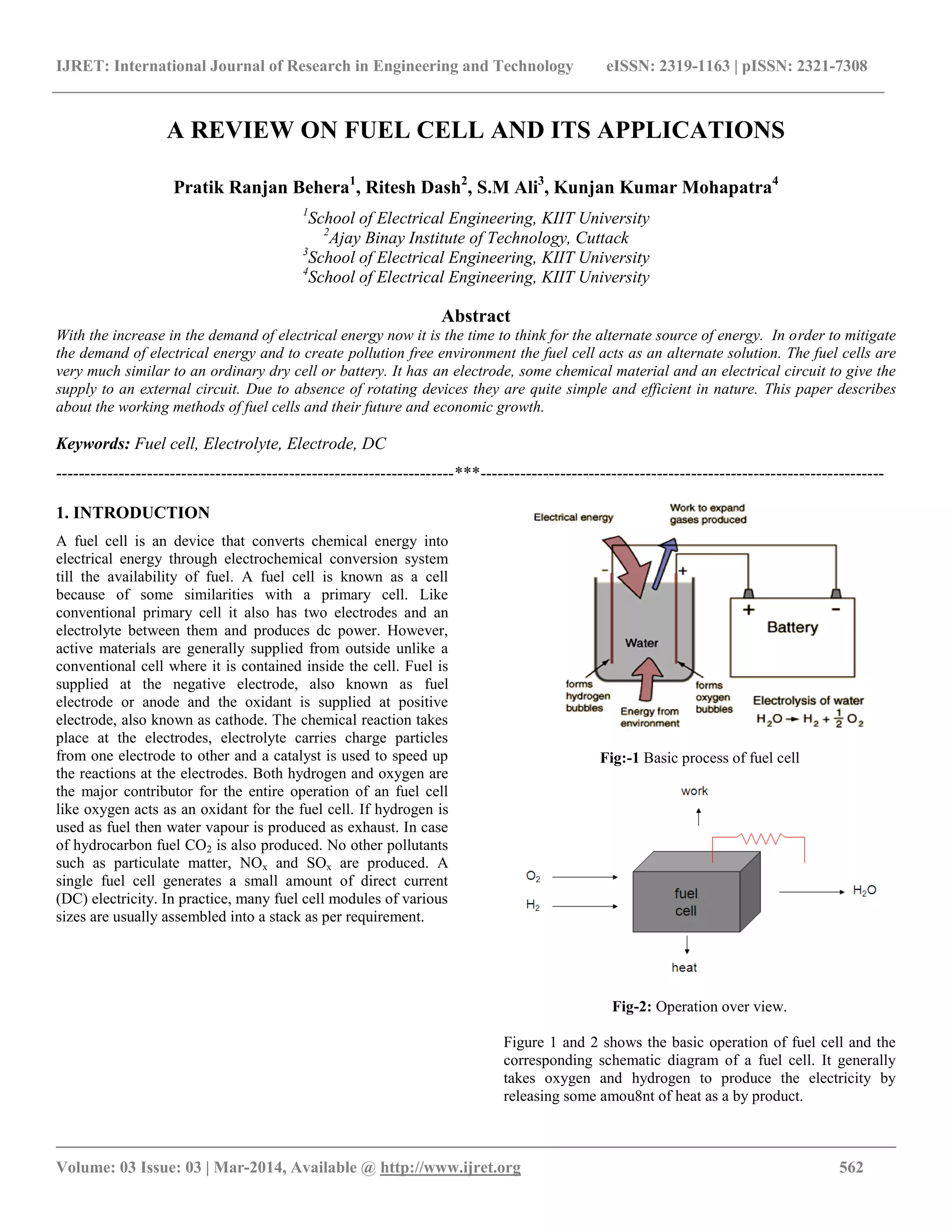 A review on fuel cell and its applications | PDF