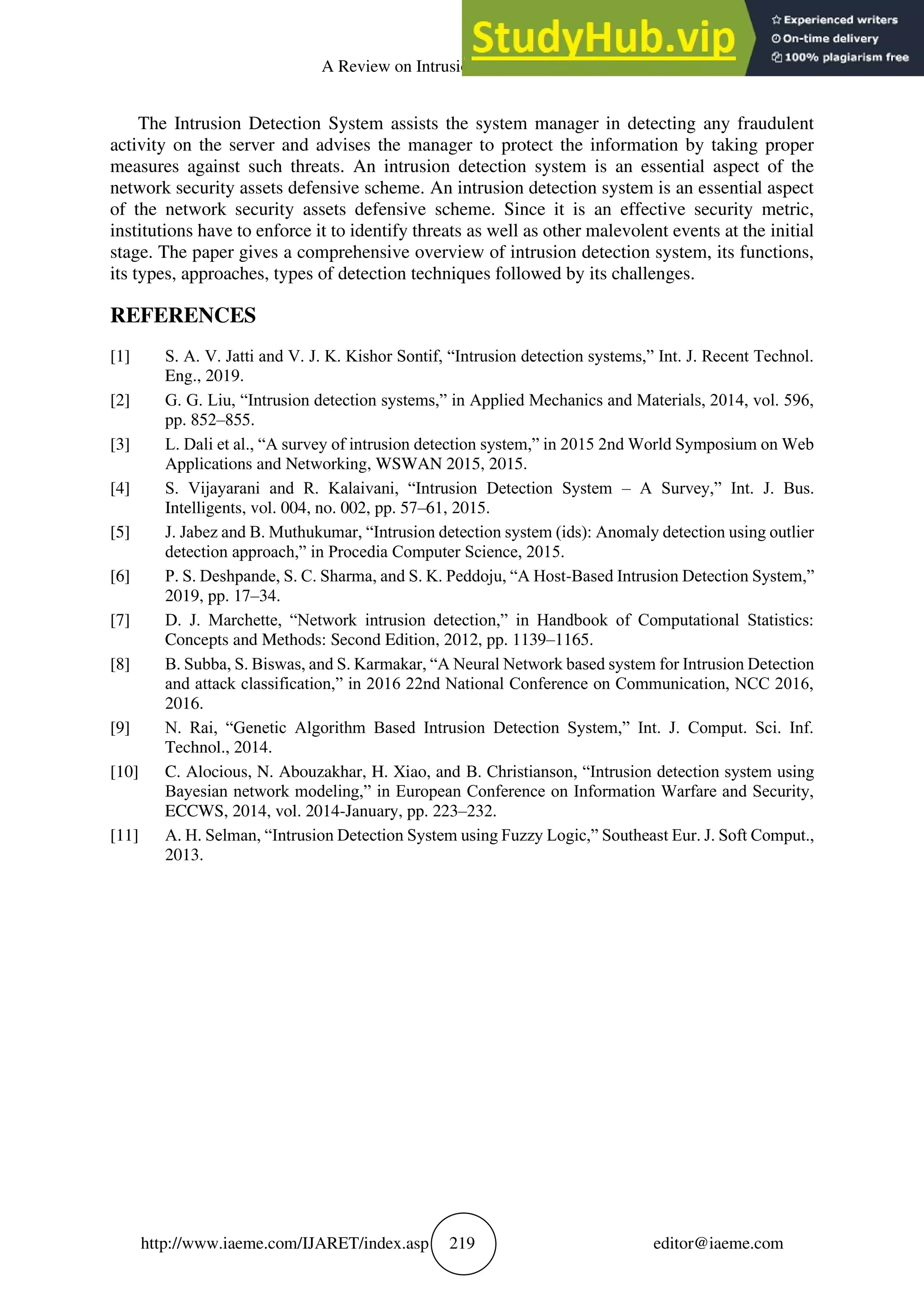 A REVIEW ON INTRUSION DETECTION SYSTEM | PDF