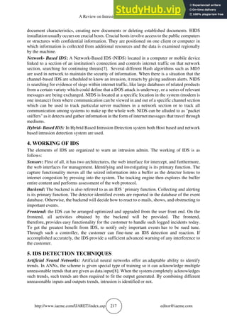 A REVIEW ON INTRUSION DETECTION SYSTEM | PDF