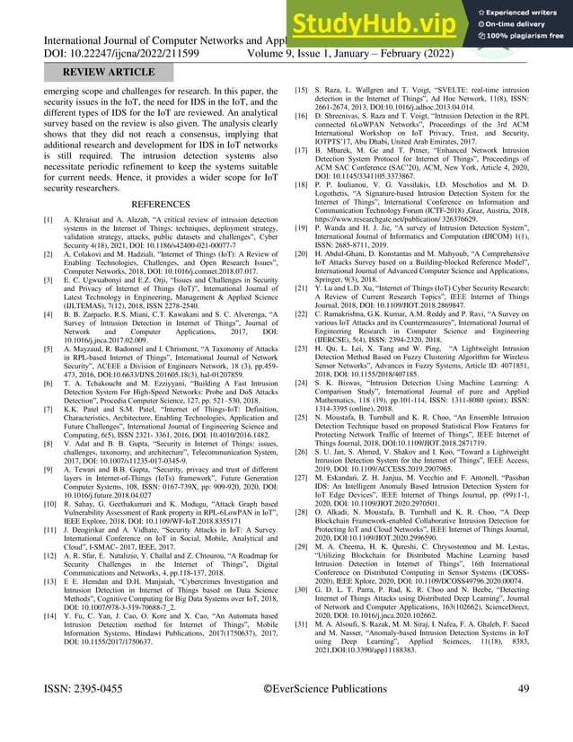 A Review On Intrusion Detection Systems To Secure IoT Networks | PDF | Internet | Computing