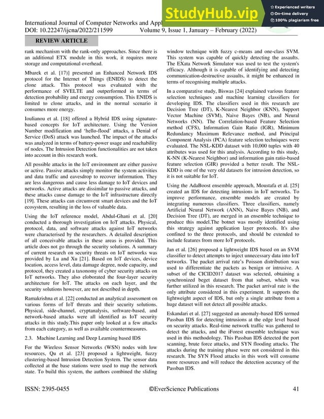 A Review On Intrusion Detection Systems To Secure IoT Networks | PDF | Internet | Computing