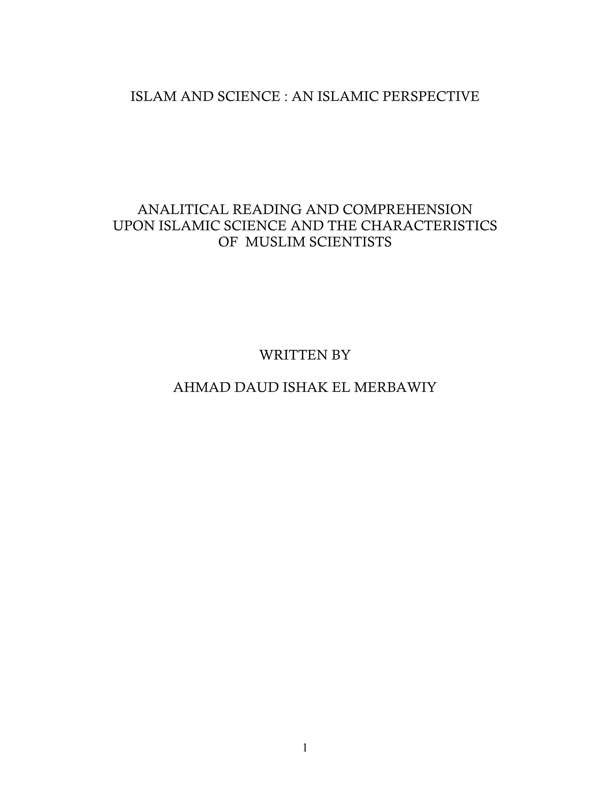 ISLAM AND SCIENCE : AN ISLAMIC PERSPECTIVE NOV2018 | PDF