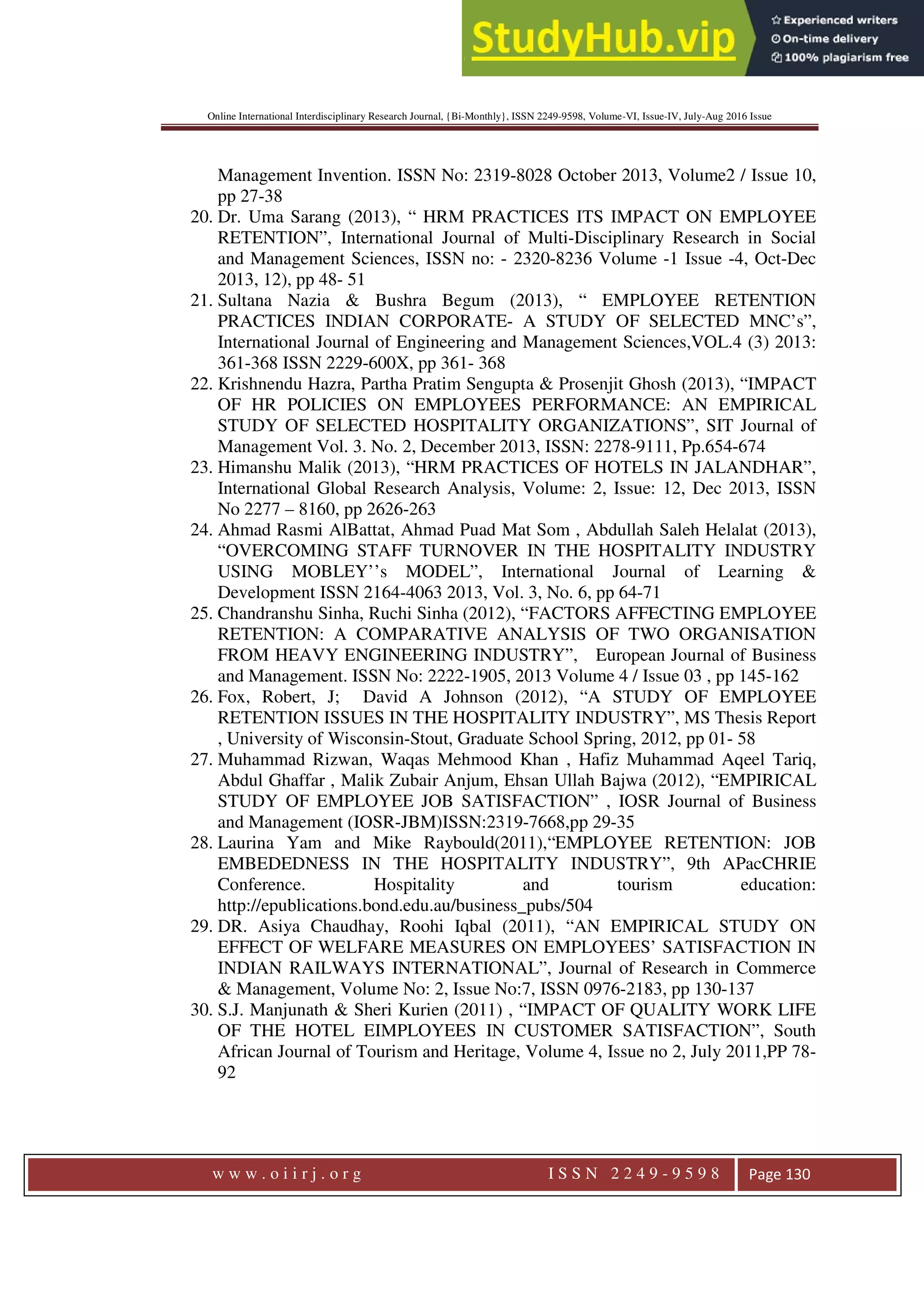 A Review On Literature Employee Retention | PDF | Business ...