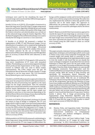 A Review On Lung Cancer Detection From CT Scan Images Using CNN | PDF