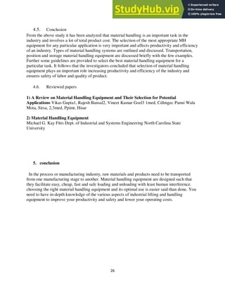 A REVIEW ON MATERIAL HANDLING EQUIPMENT | PDF