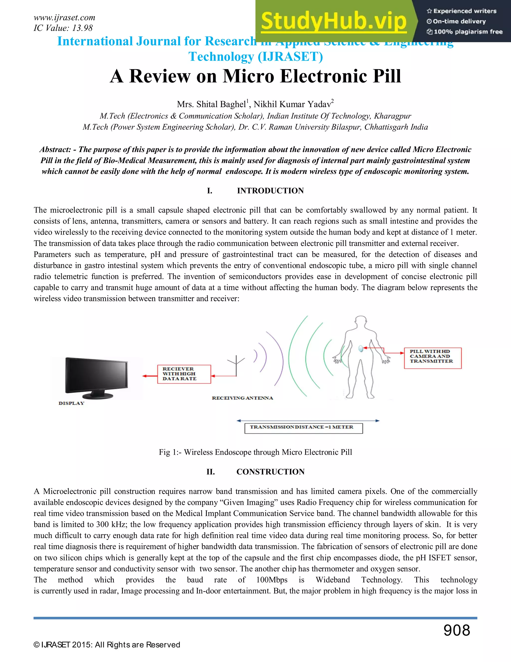 A Review On Micro Electronic Pill | PDF
