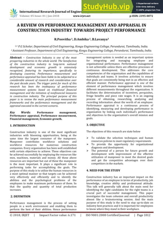 A REVIEW ON PERFORMANCE MANAGEMENT AND APPRAISAL IN CONSTRUCTION ...