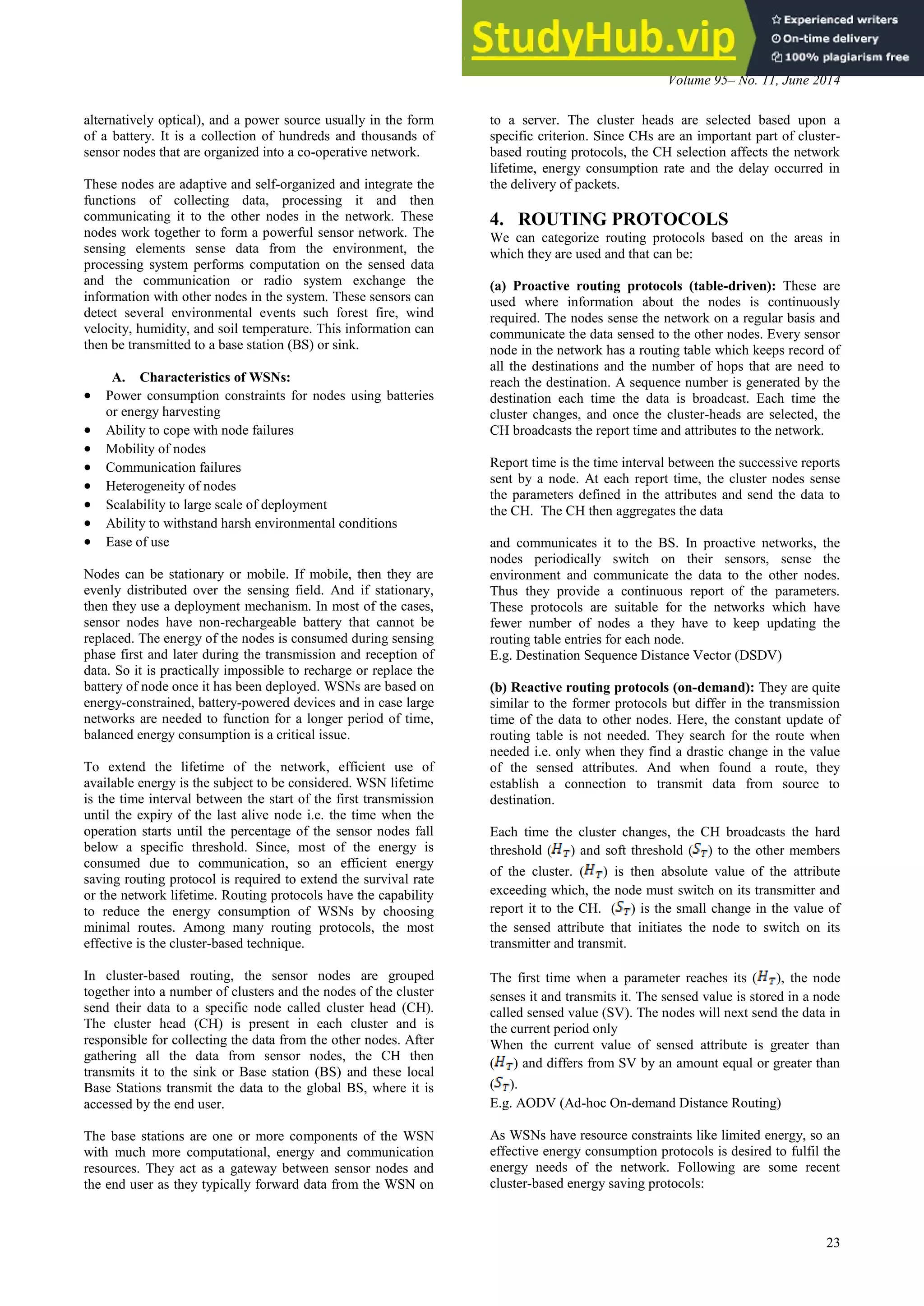 A Review On Reactive And Proactive Wireless Sensor Networks Protocols Pdf Internet Of Things