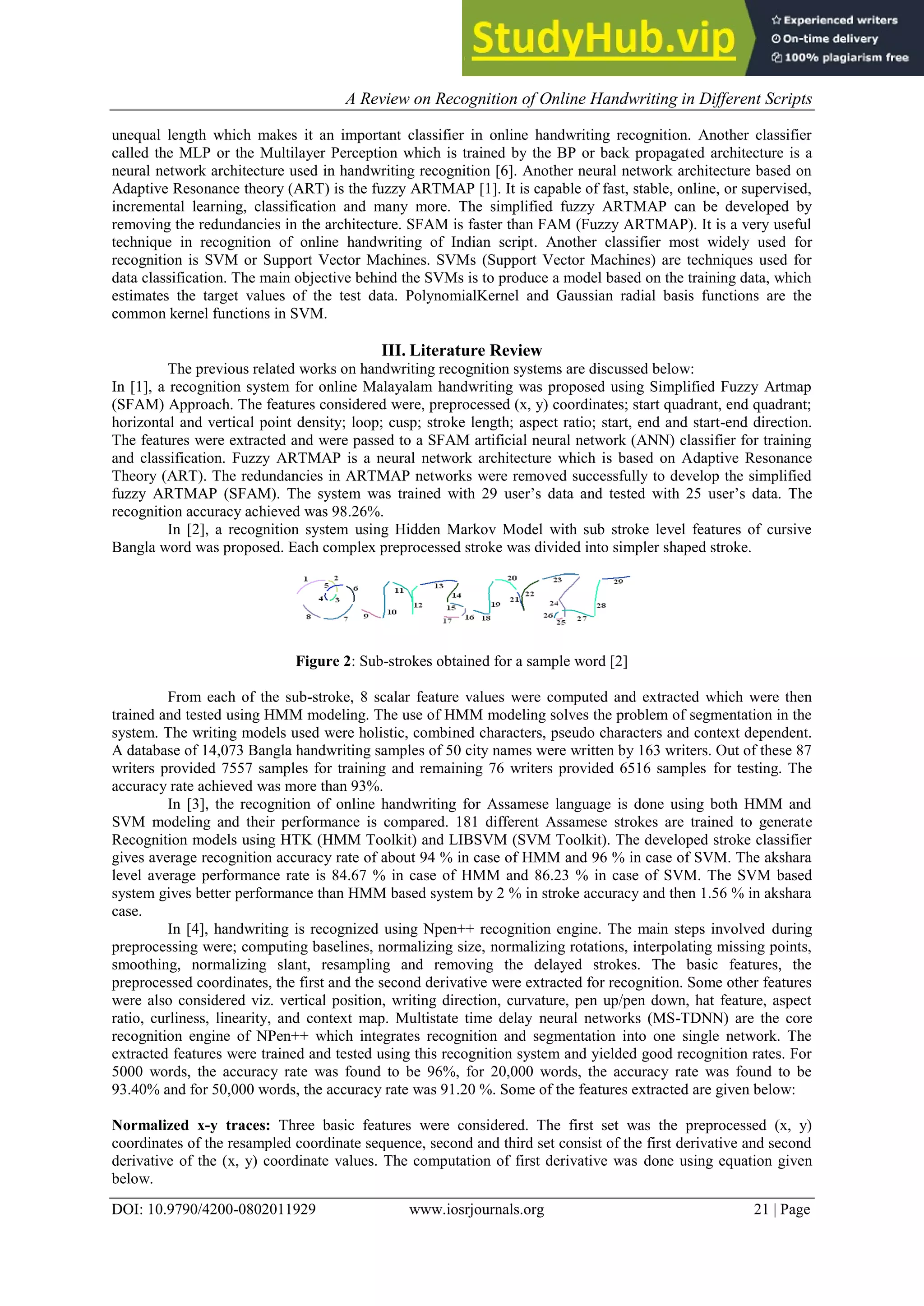 A Review On Recognition Of Online Handwriting In Different Scripts | PDF