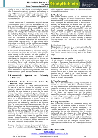 A Review On Recommender Systems For University Admissions | PDF