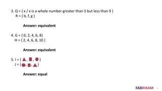A review on sets (equal, equivalent, empty, joint, disjoint) | PPTX