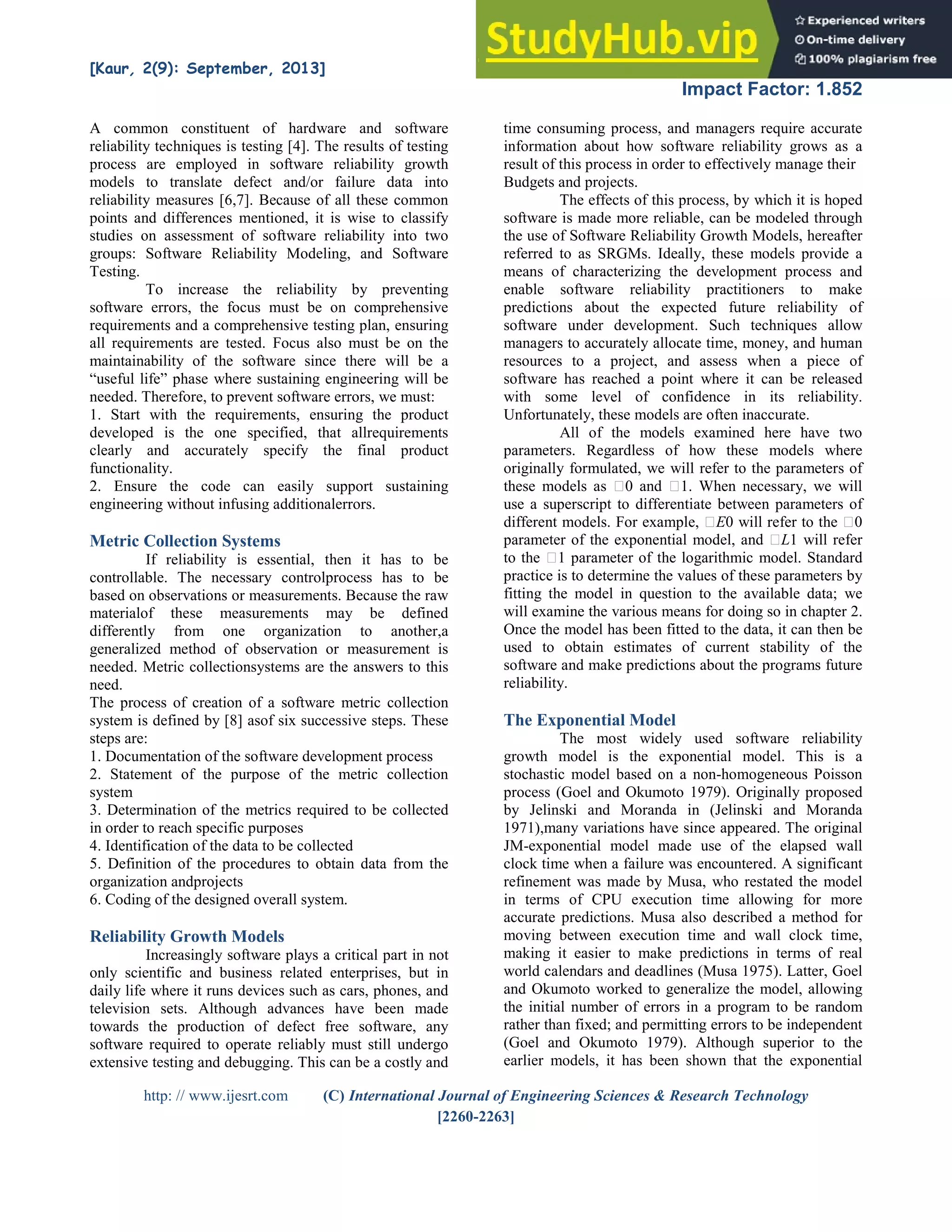 A Review On Software Reliability. | PDF | Operating Systems | Computer Software and Applications