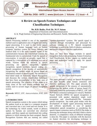A Review On Speech Feature Techniques And Classification Techniques | PDF