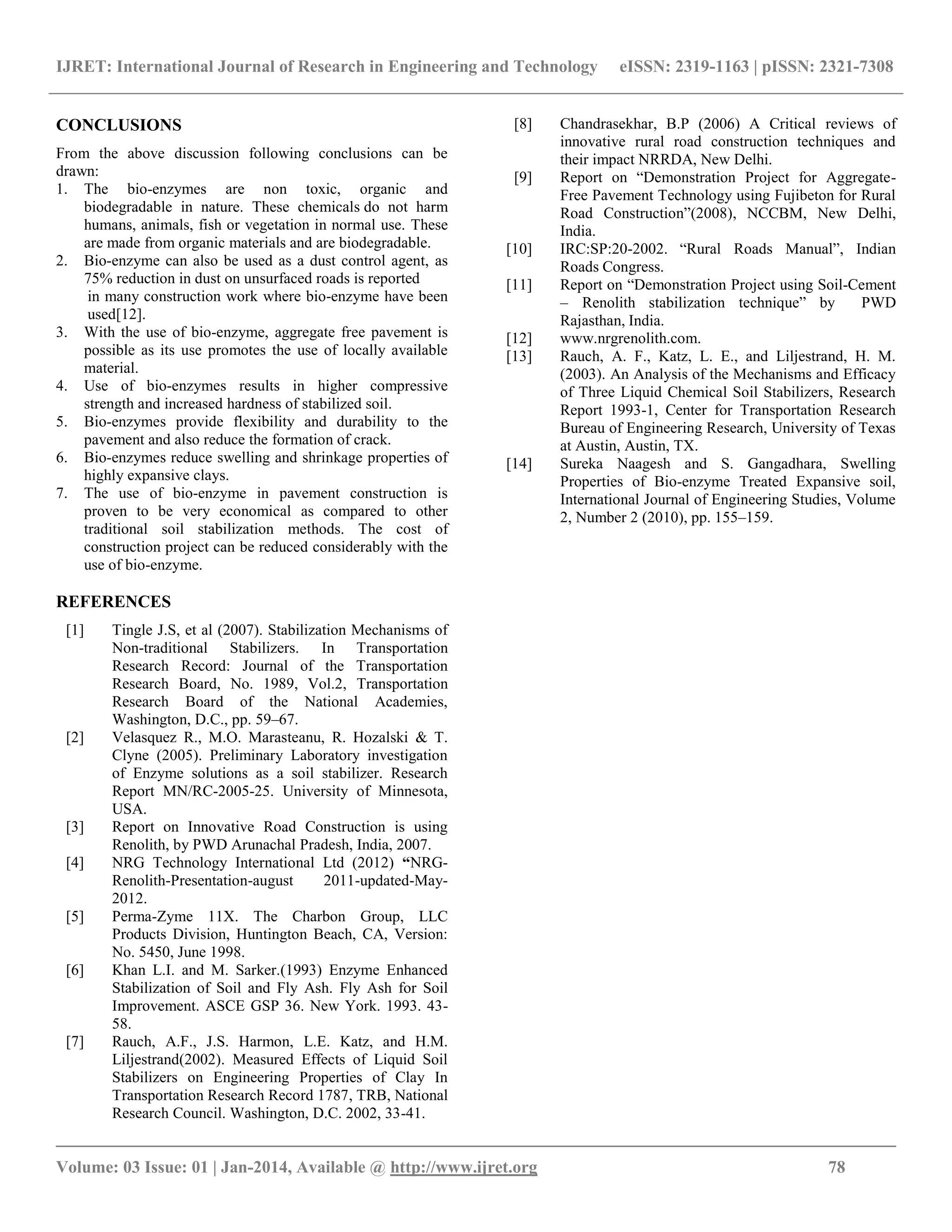 A review on stabilization of soil using bio enzyme | PDF