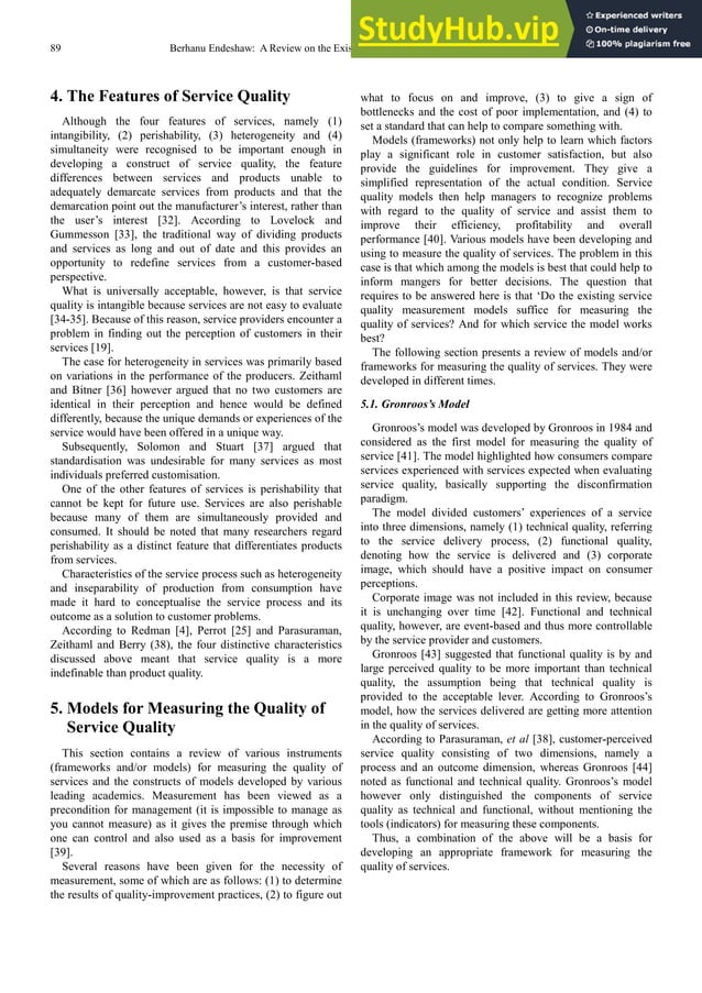 A Review On The Existing Service Quality Measurement Models | PDF