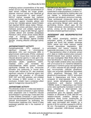 A REVIEW ON THE PHARMACOLOGY OF EMBELIA RIBES BURM.F.-A THREATENED ...