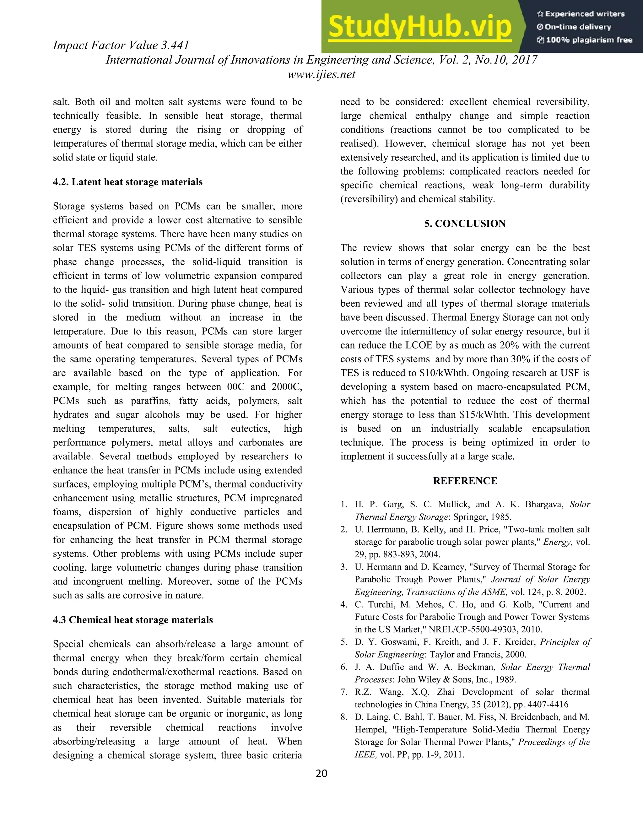 A Review On Thermal Energy Storage For Concentrating Solar Power Plants ...
