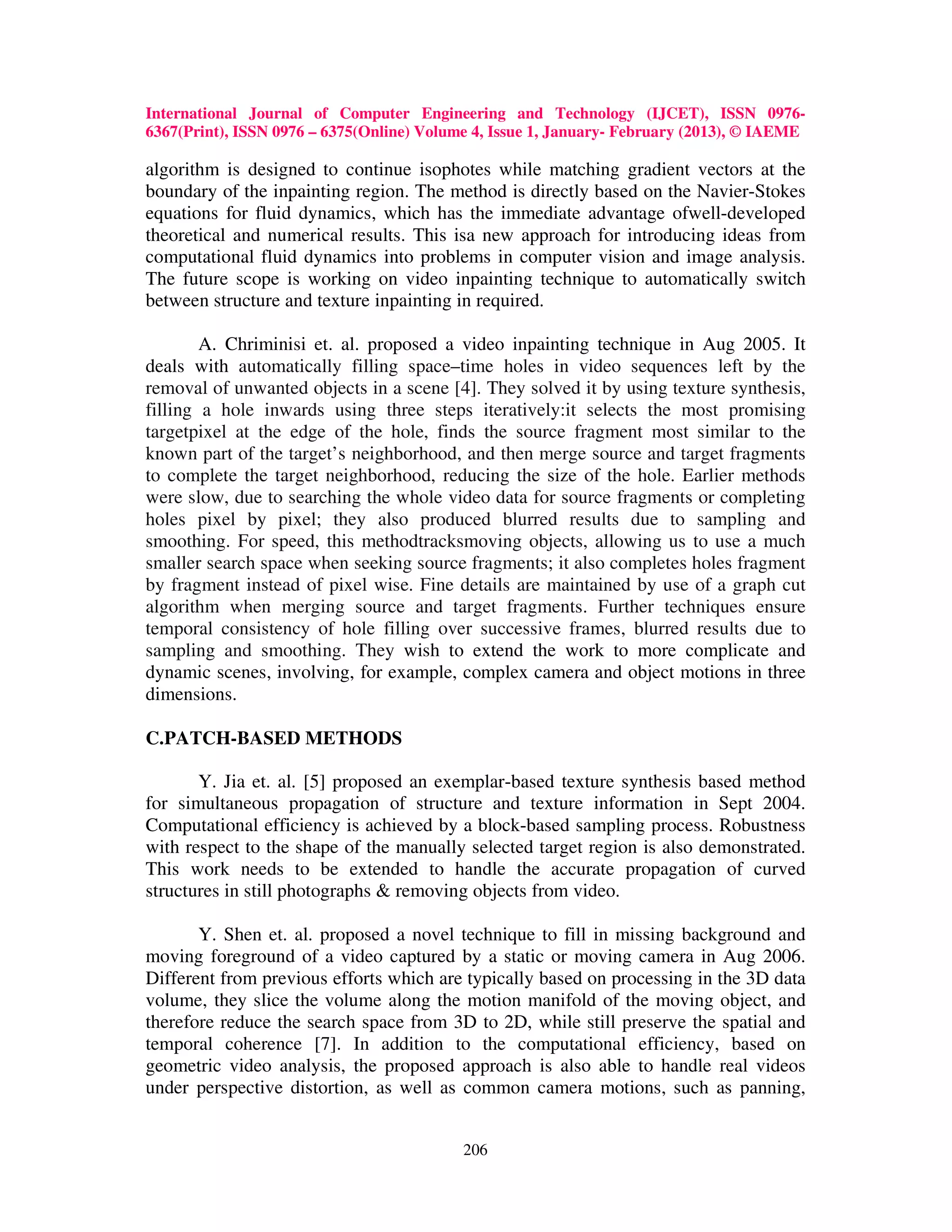 A review on video inpainting techniques | PDF | 3-D Graphics | Computer ...