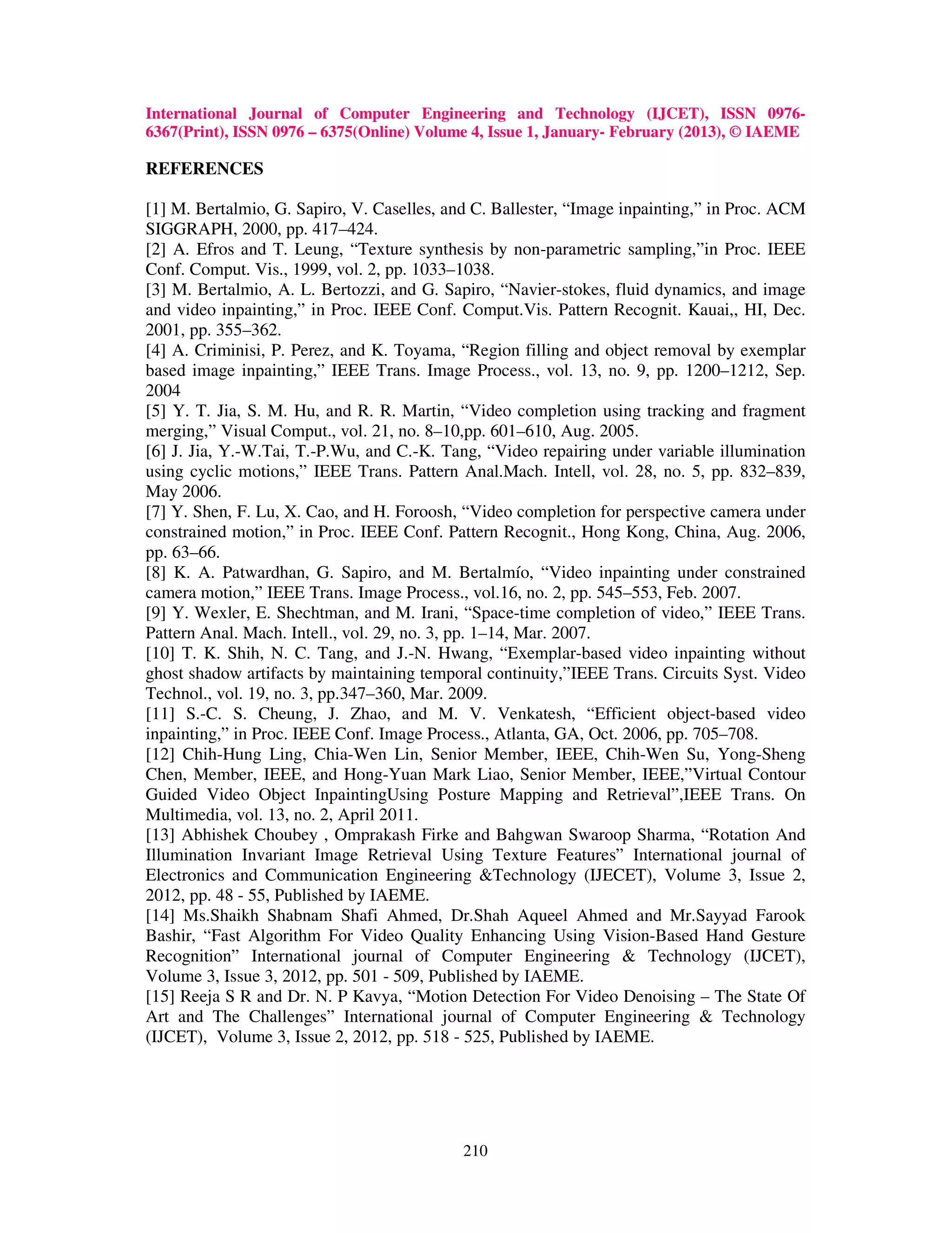 A review on video inpainting techniques | PDF | 3-D Graphics | Computer ...