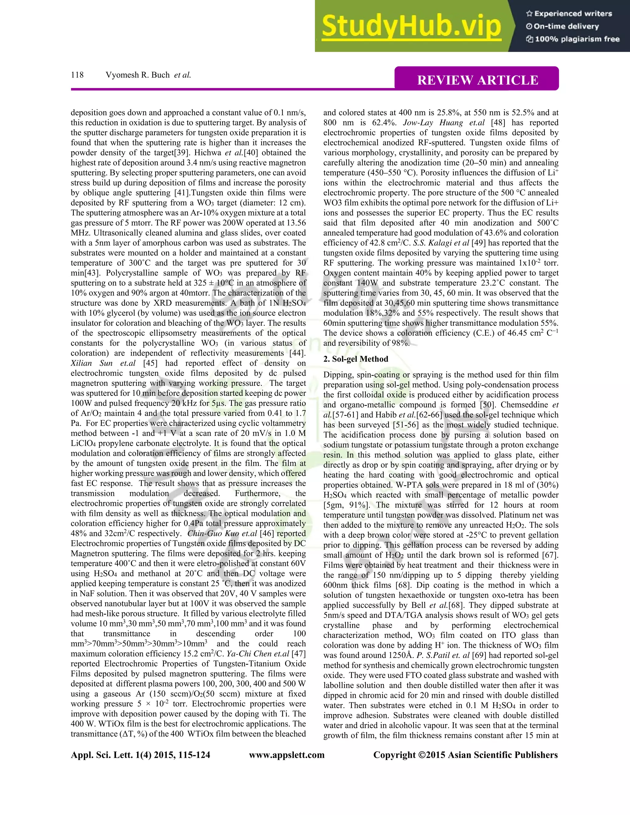A Review On WO3 Films Prepared By Various Methods | PDF