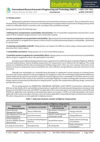 A REVIEW PAPER -STUDY OF GREEN HIGHWAY RATING SYSTEME | PDF