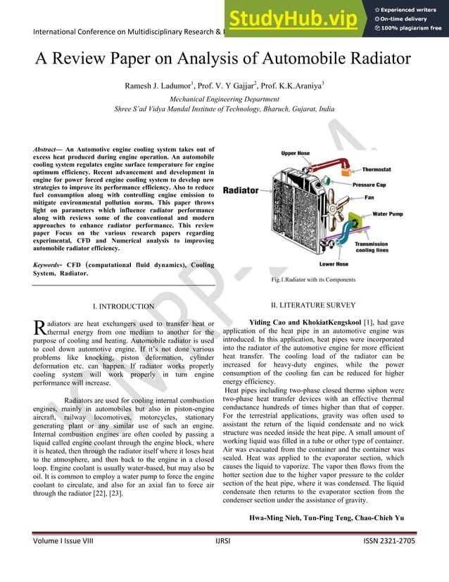 A Review Paper On Analysis Of Automobile Radiator | PDF | Automotive ...