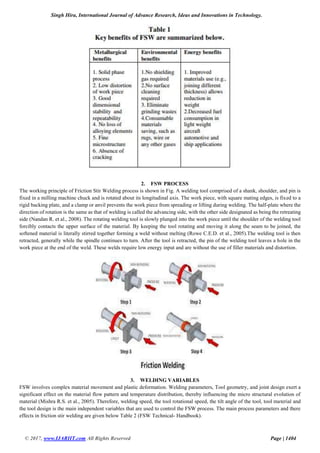 A review paper on friction stir welding process parameters | PDF