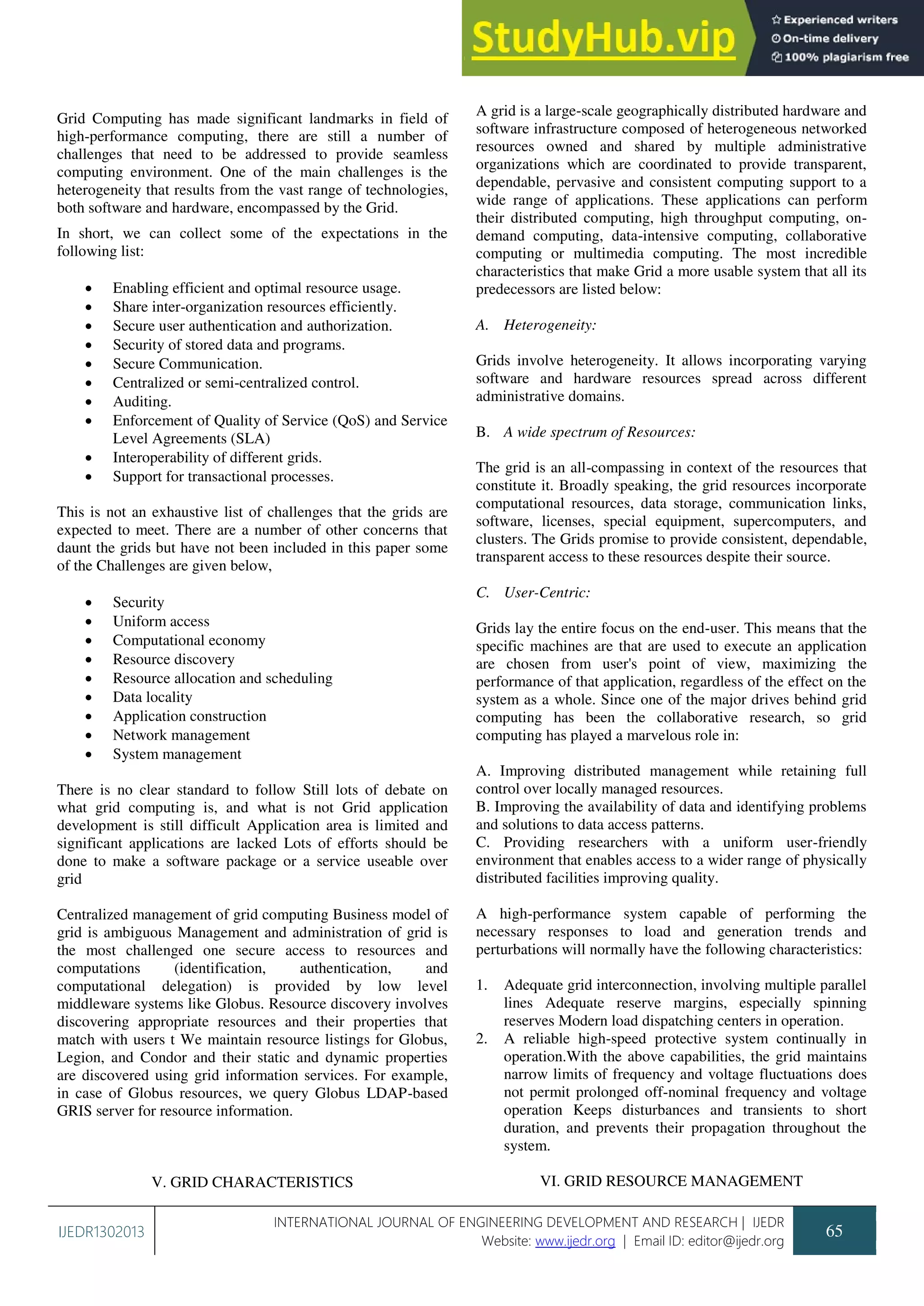 A Review Paper On Grid Computing | PDF