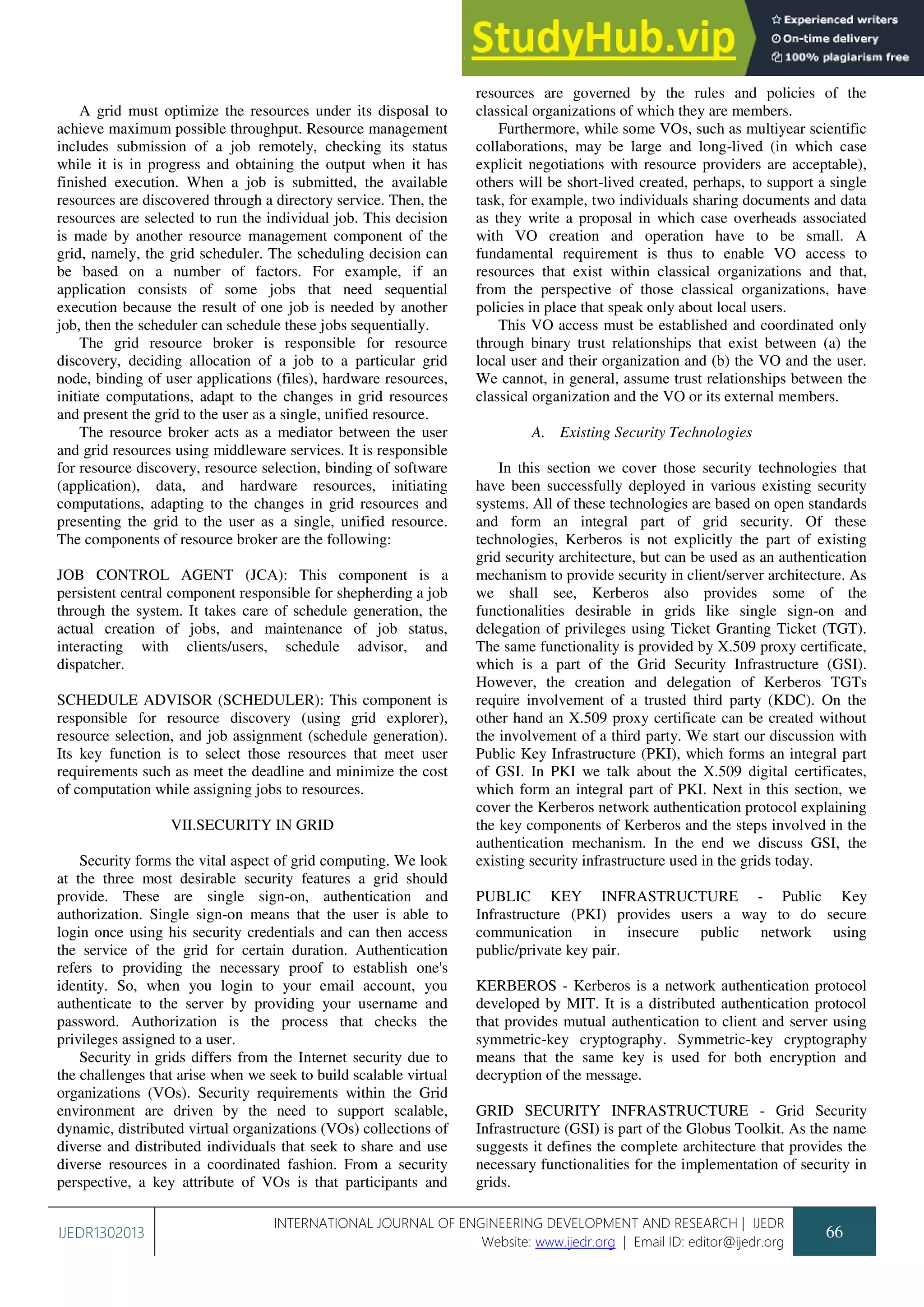 A Review Paper On Grid Computing | PDF