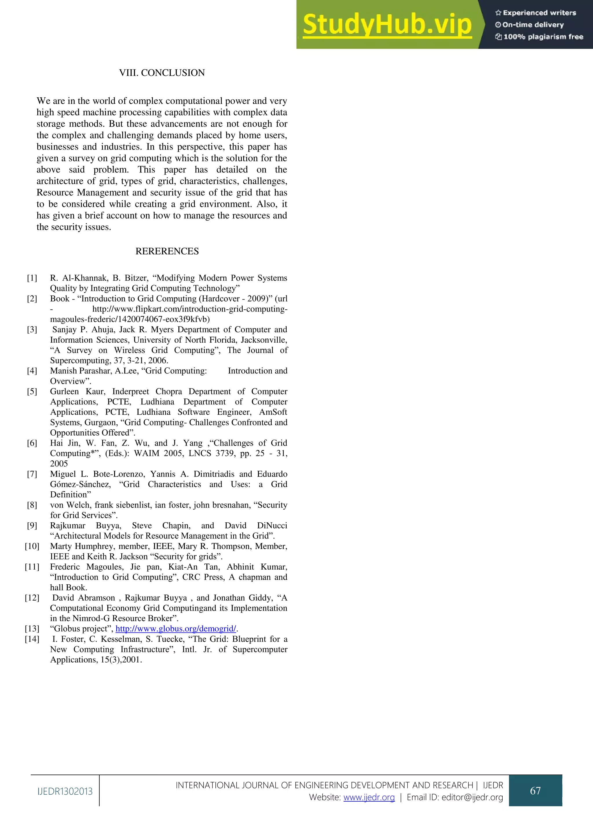 A Review Paper On Grid Computing | PDF